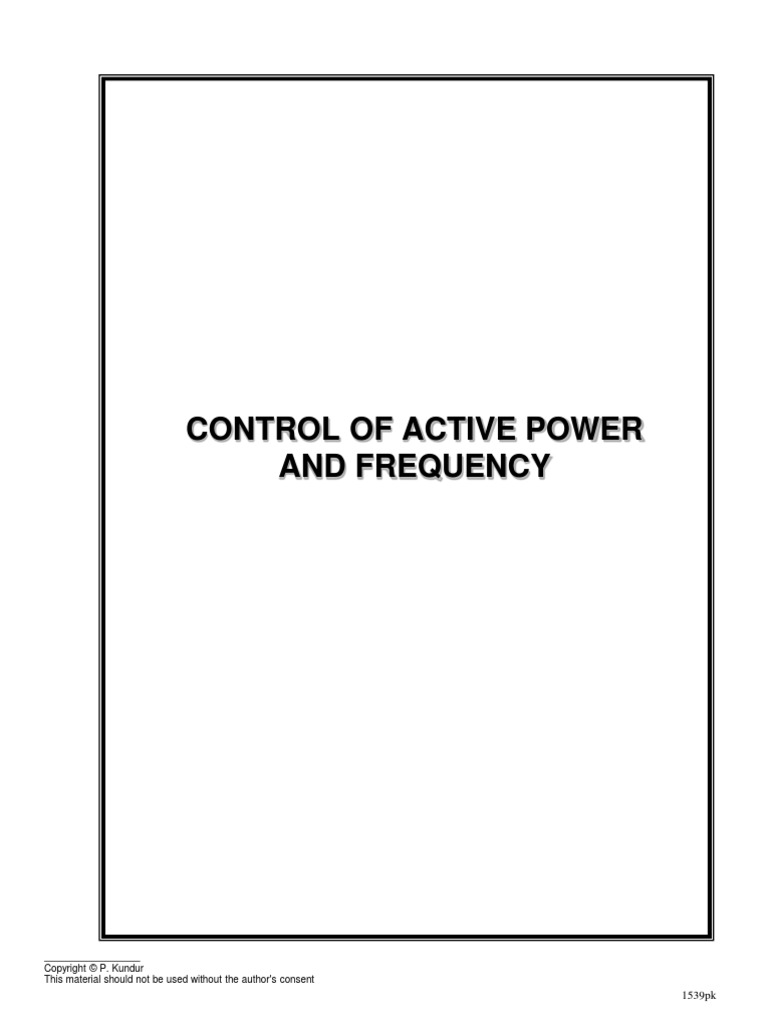 03 Control of Active Power & Frequency | PDF | Science & Mathematics ...