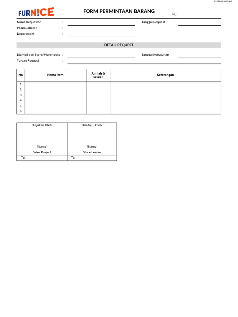 F FFI SLS 02 02 Form Permintaan Barang | PDF