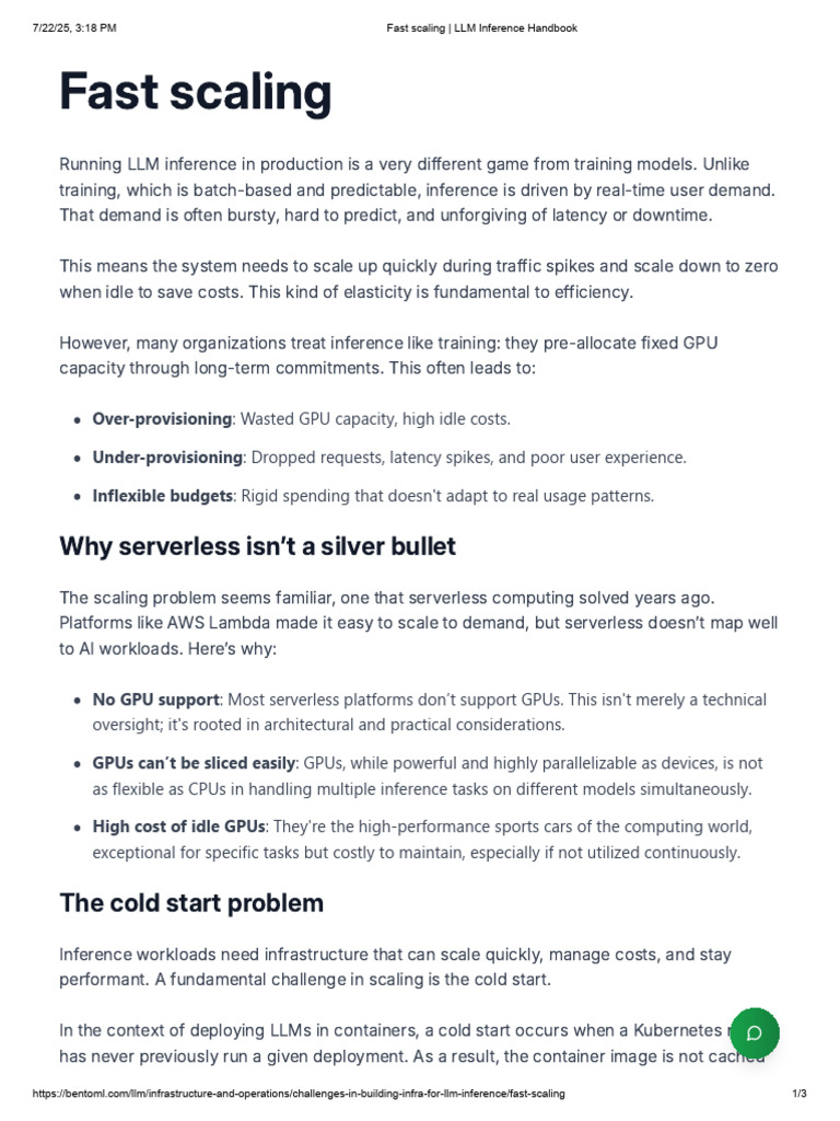 Fast Scaling - LLM Inference Handbook | PDF | Scalability | Graphics Processing Unit