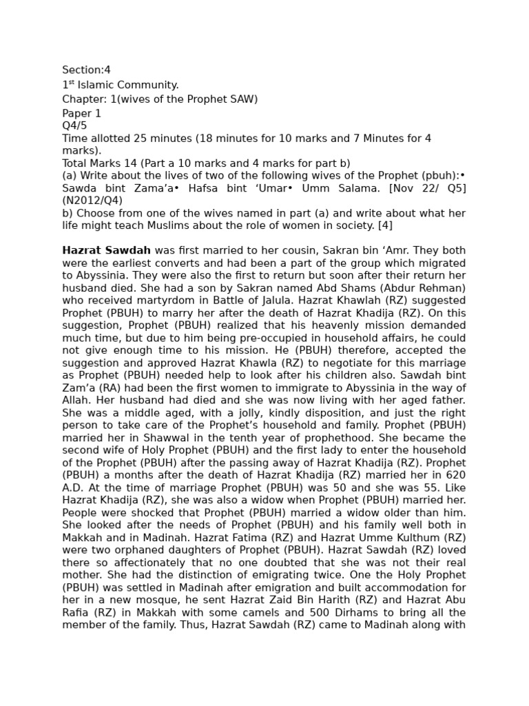 Wives of the Prophet: Lessons for Women | PDF | Muhammad | Islamic ...