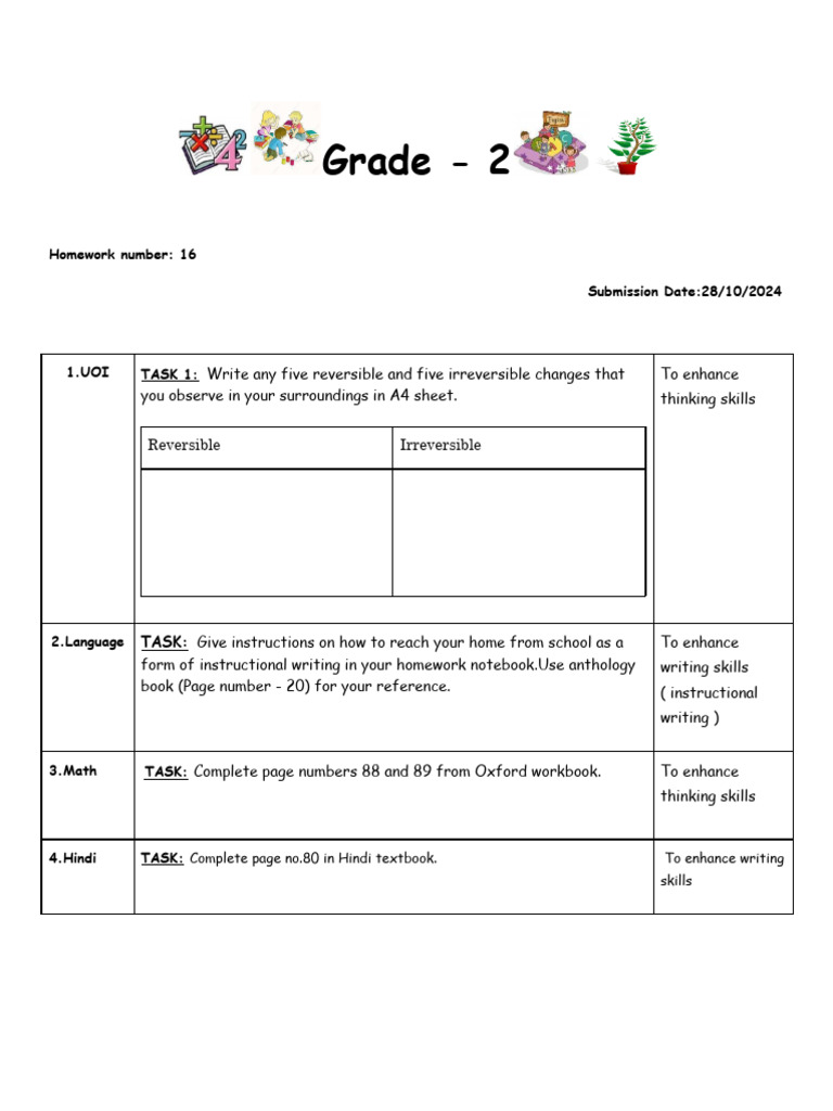 Grade 2 Homework 16 | PDF