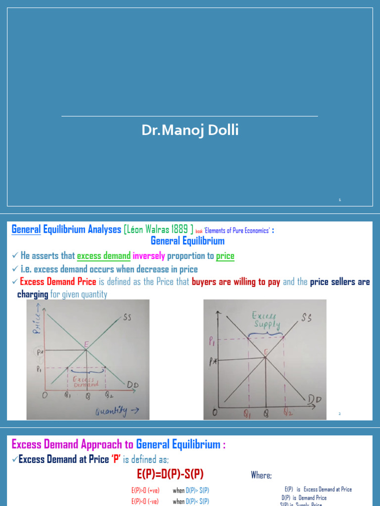 Unit - II - General Equilibrium - Excess Demand Approach | PDF