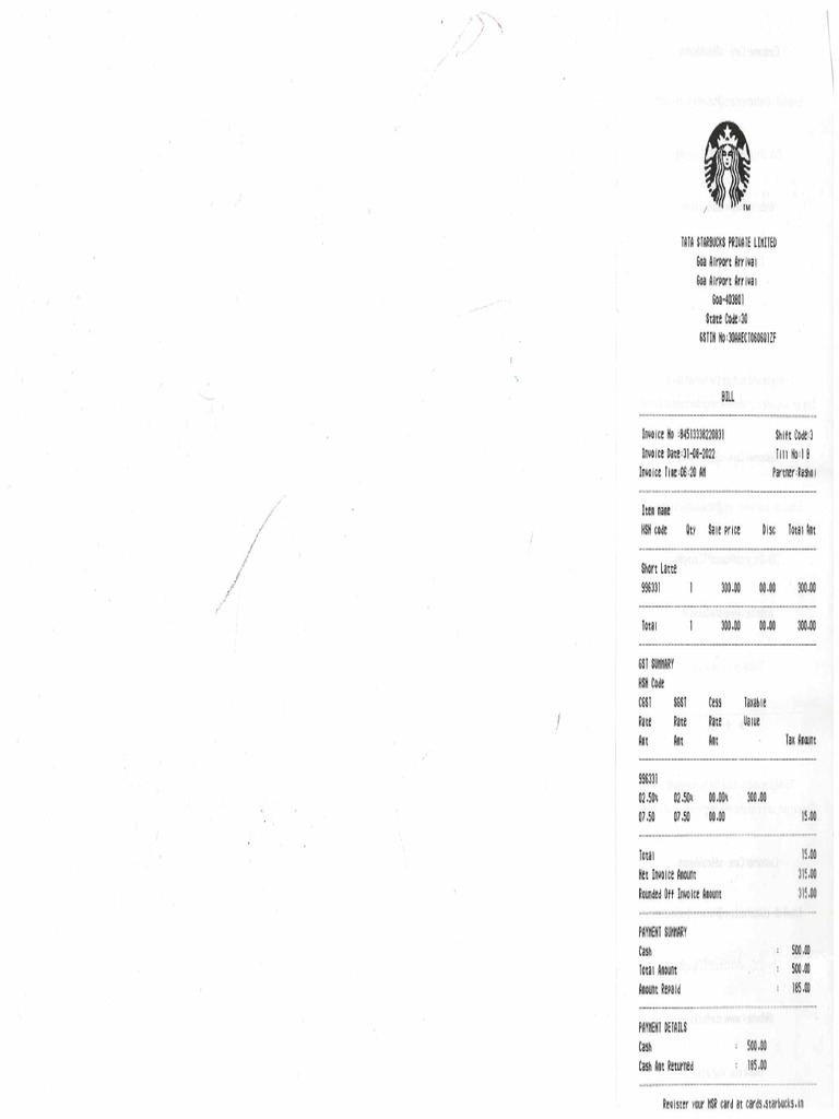 Food Bills - Goa Travel | PDF