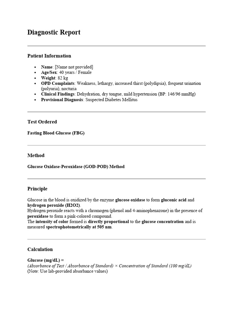 Diagnostic Report: Diabetes Mellitus | PDF