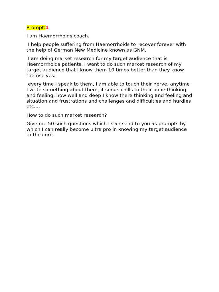 Prompts For Market Research | PDF