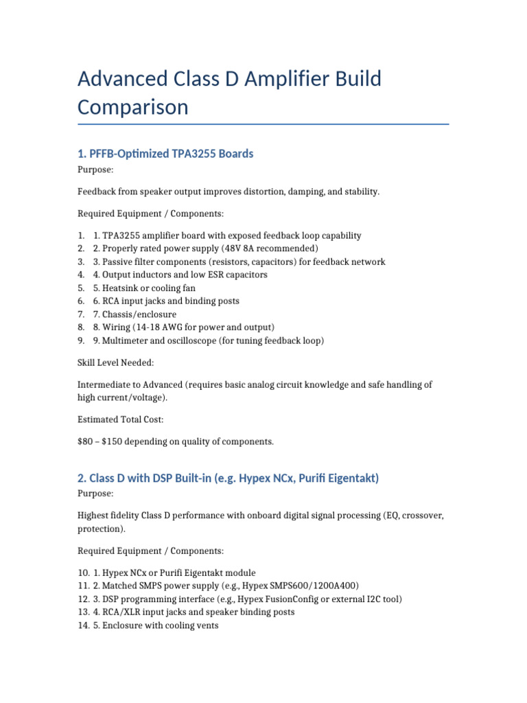 Build Advanced Class D Amplifiers Guide | PDF