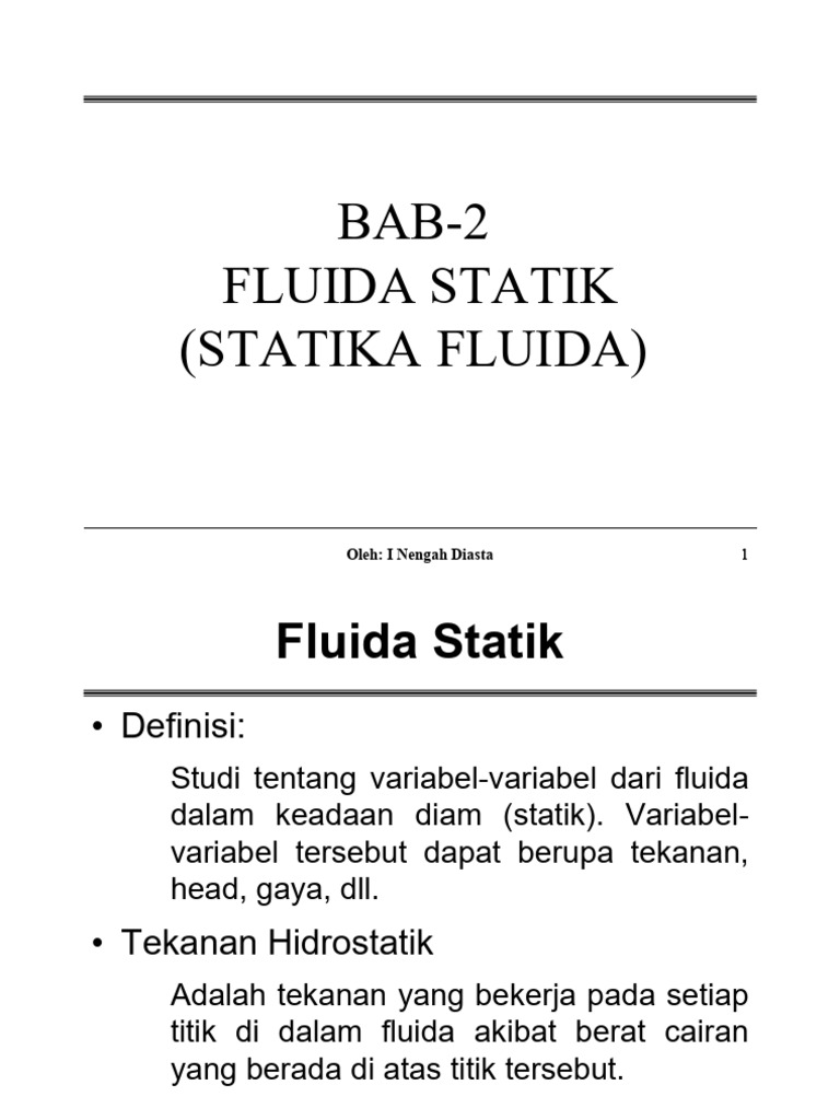 Definisi dan Hukum Fluida Statik | PDF