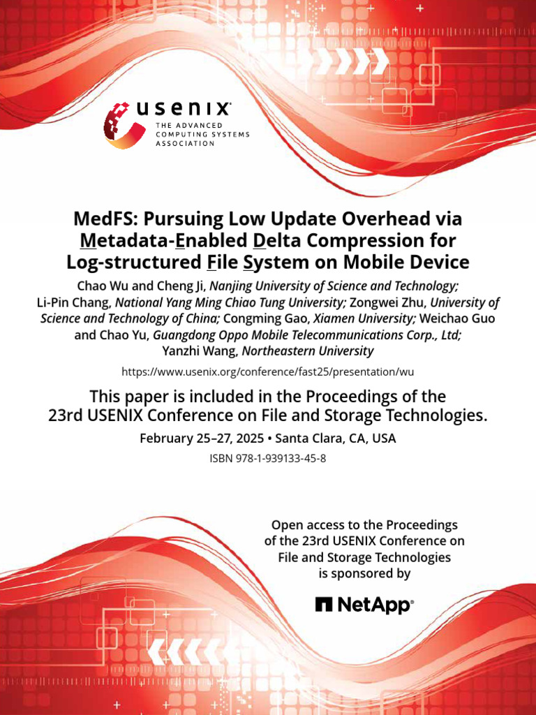 MedFS: Delta Compression for Mobile FS | PDF | File System | Flash Memory