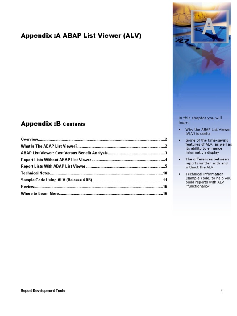 ABAP List Viewer | PDF | Areas Of Computer Science | Software ABAP List Viewer | PDF | Areas Of Computer Science | Software