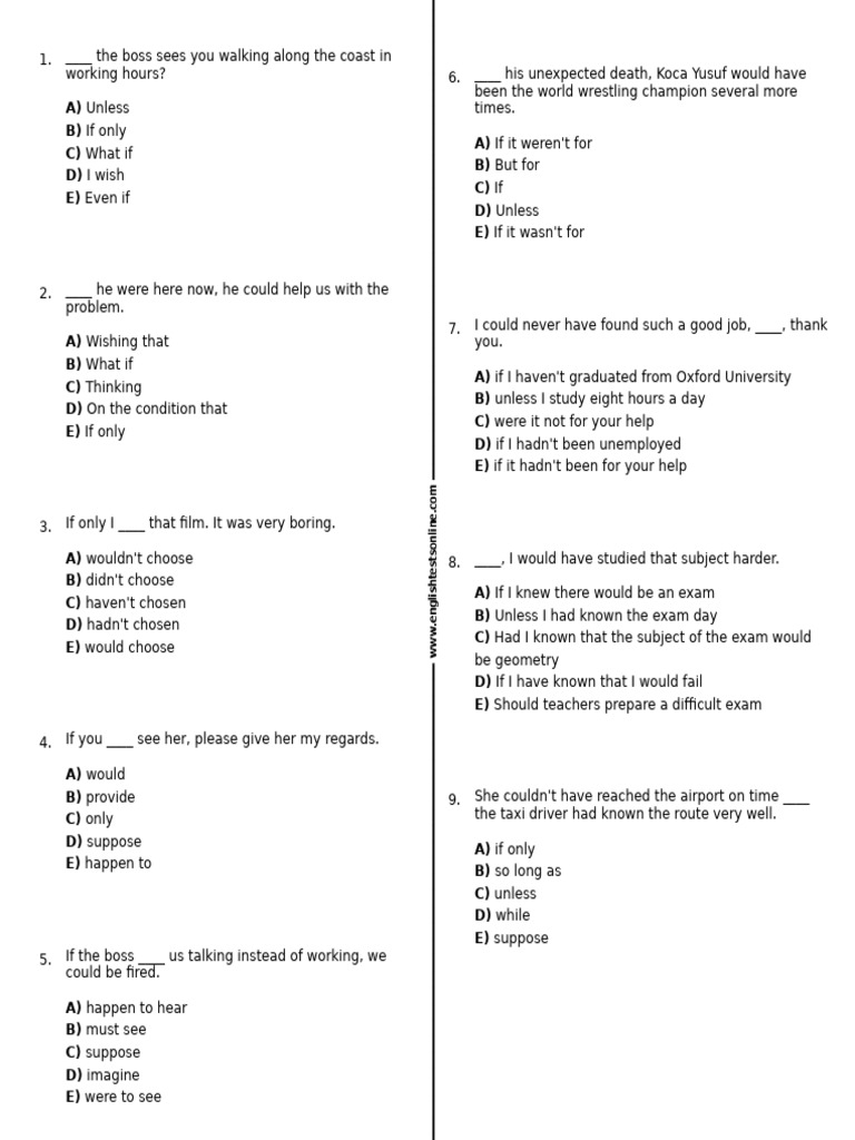 2 Conditional Sentences Test Exercises Multiple Choice Questions | PDF