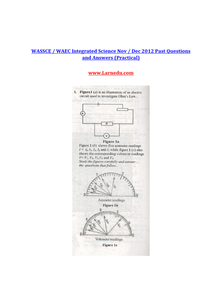 WASSCE WAEC Integrated Science Nov Dec 2012 Past Questions and Answers - Practical | PDF