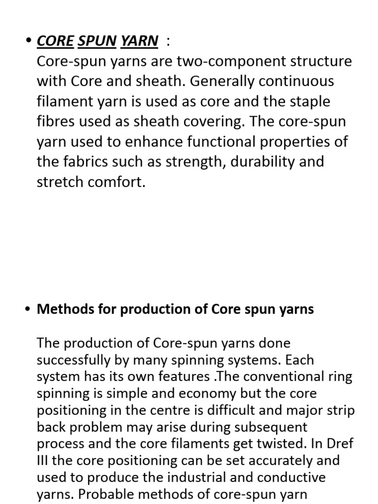 Core Spun | PDF | Yarn | Spinning (Textiles)
