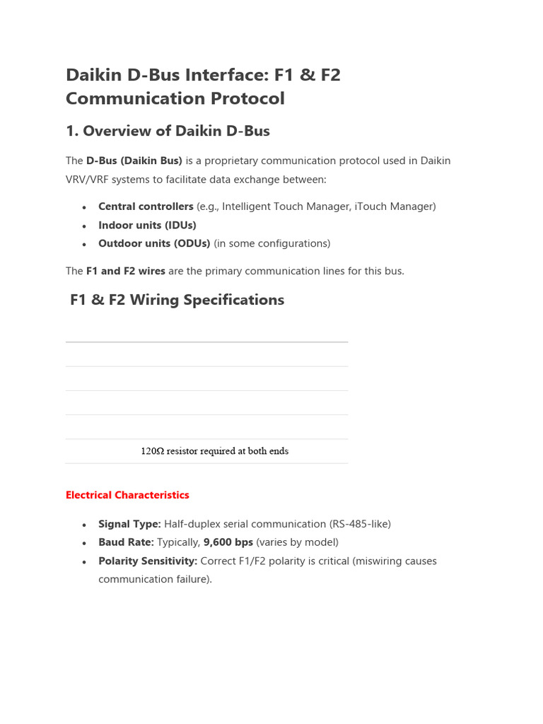 Daikin D-Bus F1 & F2 Wiring Guide | PDF | Electromagnetic Interference ...
