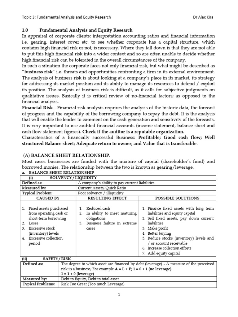 Fundamental Analysis and Equity Research | PDF | Leverage (Finance ...
