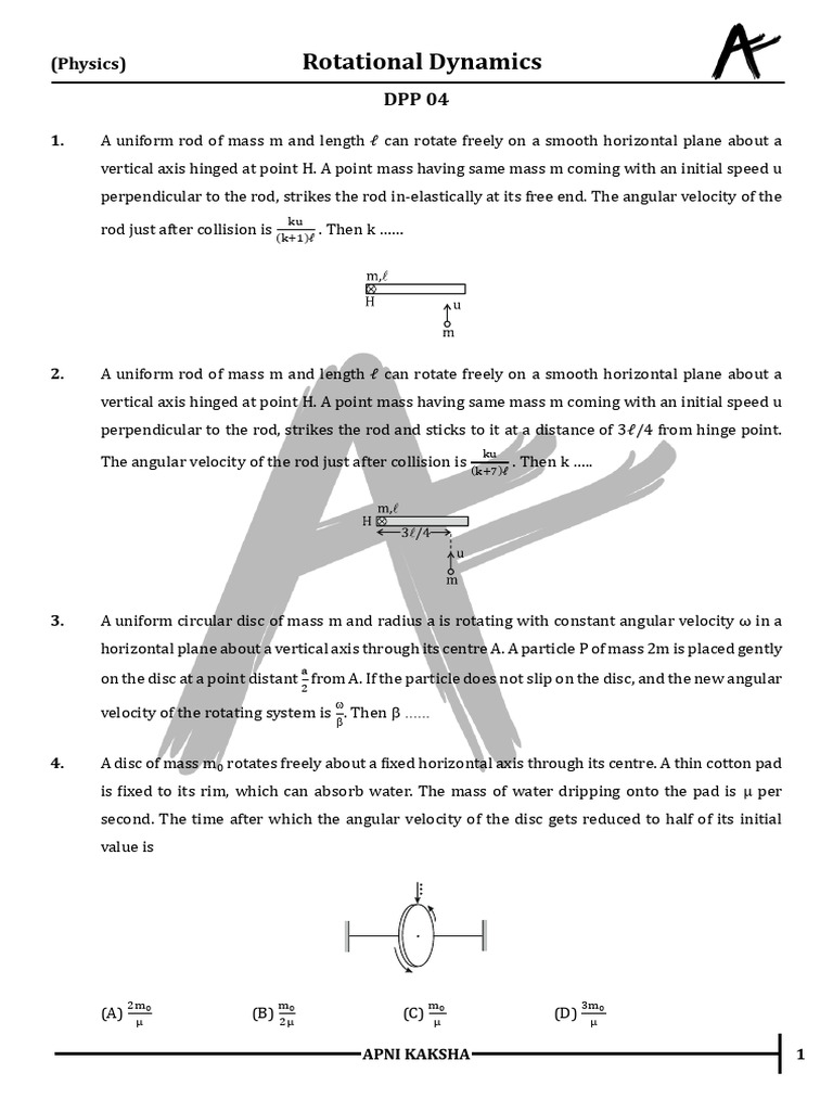 DPP - 04 - Rotational Motion | PDF | Rotation | Velocity
