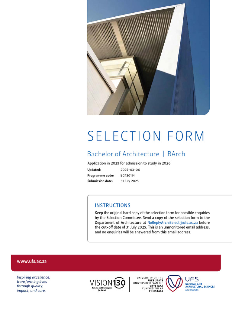 UFS Architecture Portfolio Requirements 2026 | PDF