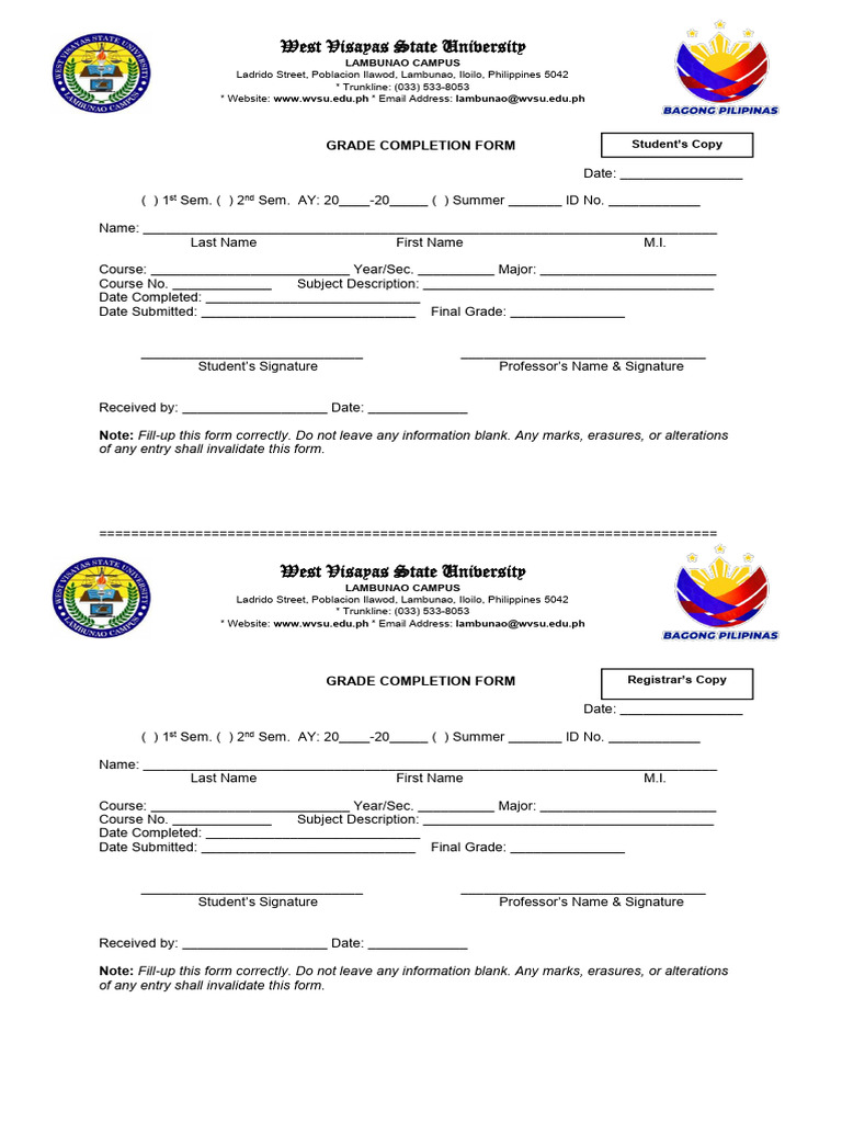 Grade Completion Form July 8 2025 | PDF