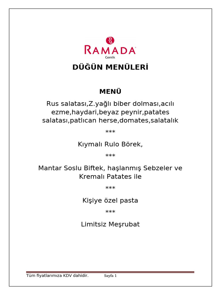Ramada Menüleri̇ | PDF