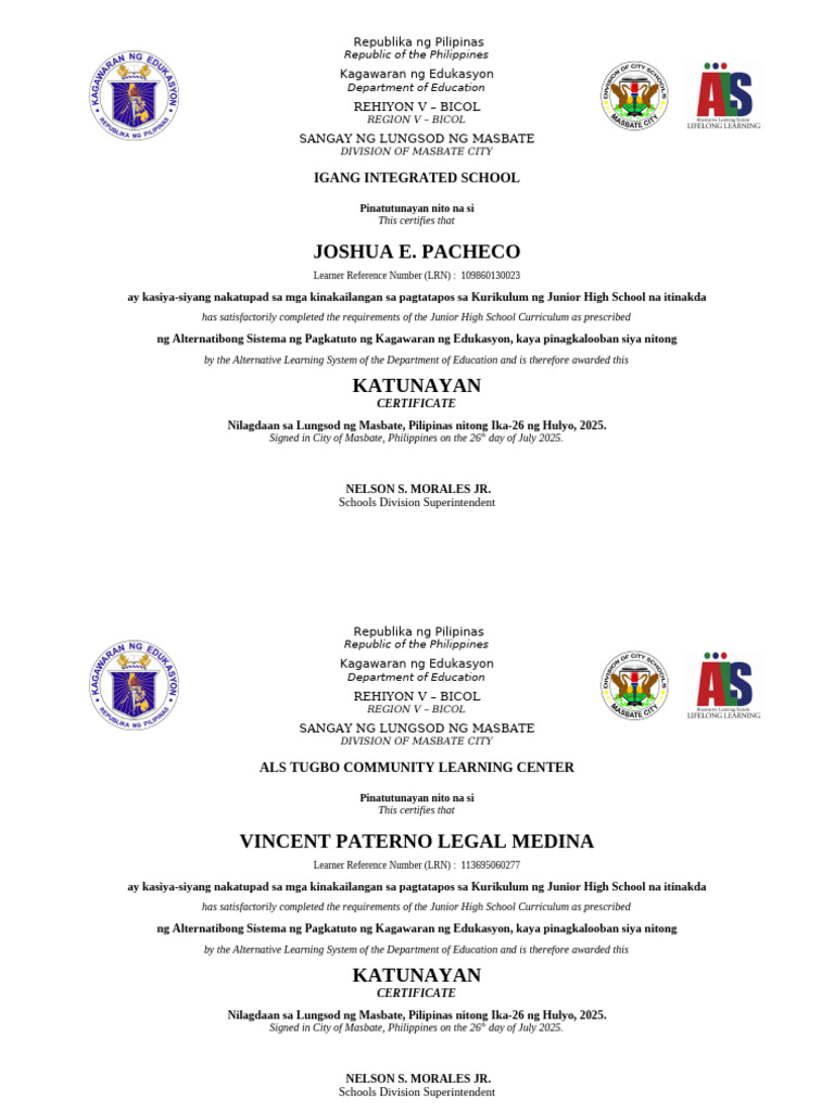 2025 Als Certificate Diploma | PDF