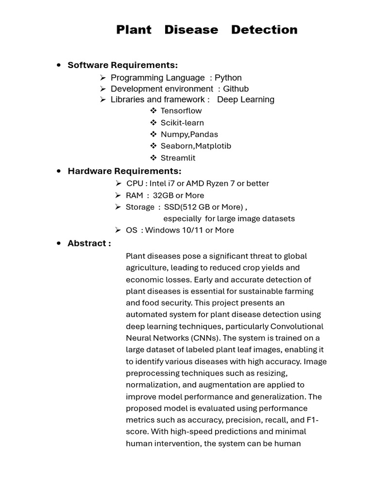 Automated Plant Disease Detection System | PDF | Deep Learning | Computing