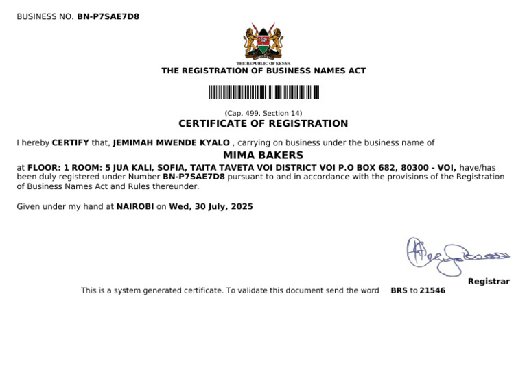 BN-P7SAE7D8-Business Name Registration Certificate | PDF