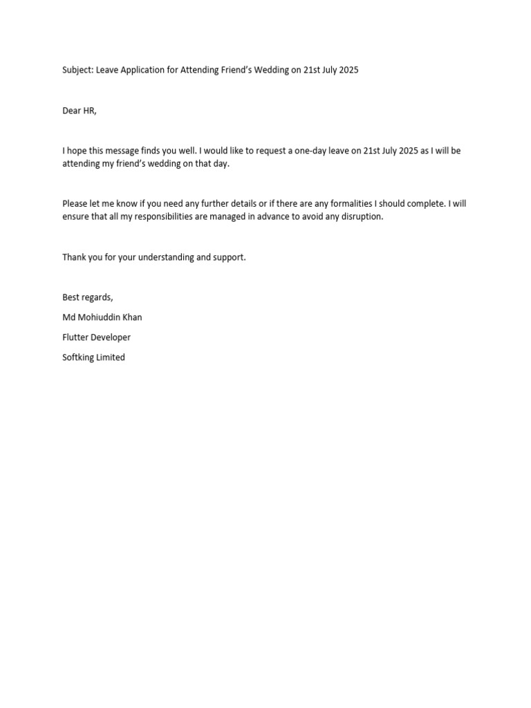 Leave Application | PDF
