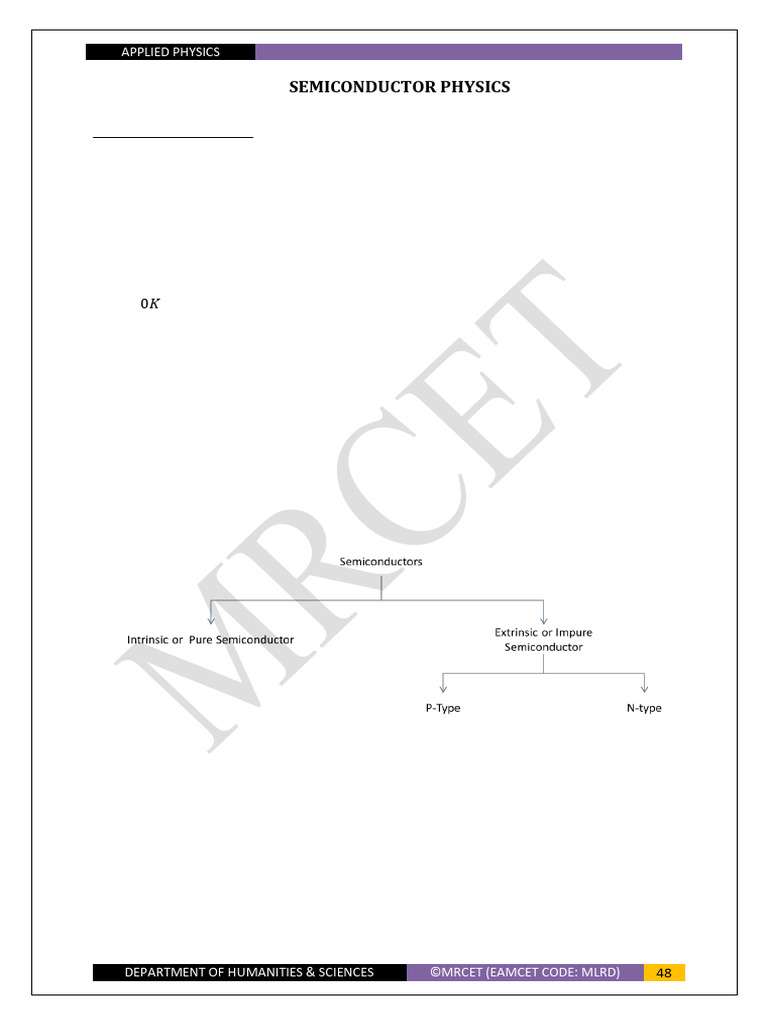 Semiconductor Physics Overview | PDF | Semiconductors | Electrical Resistivity And Conductivity