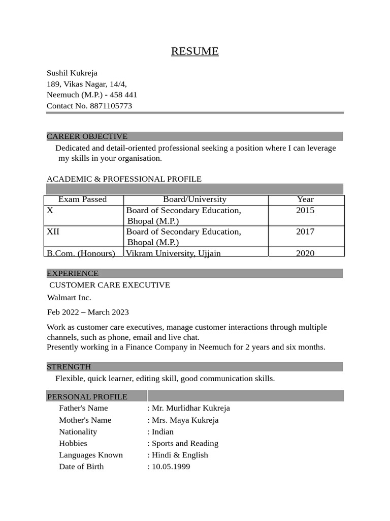 Sushil Resume | PDF