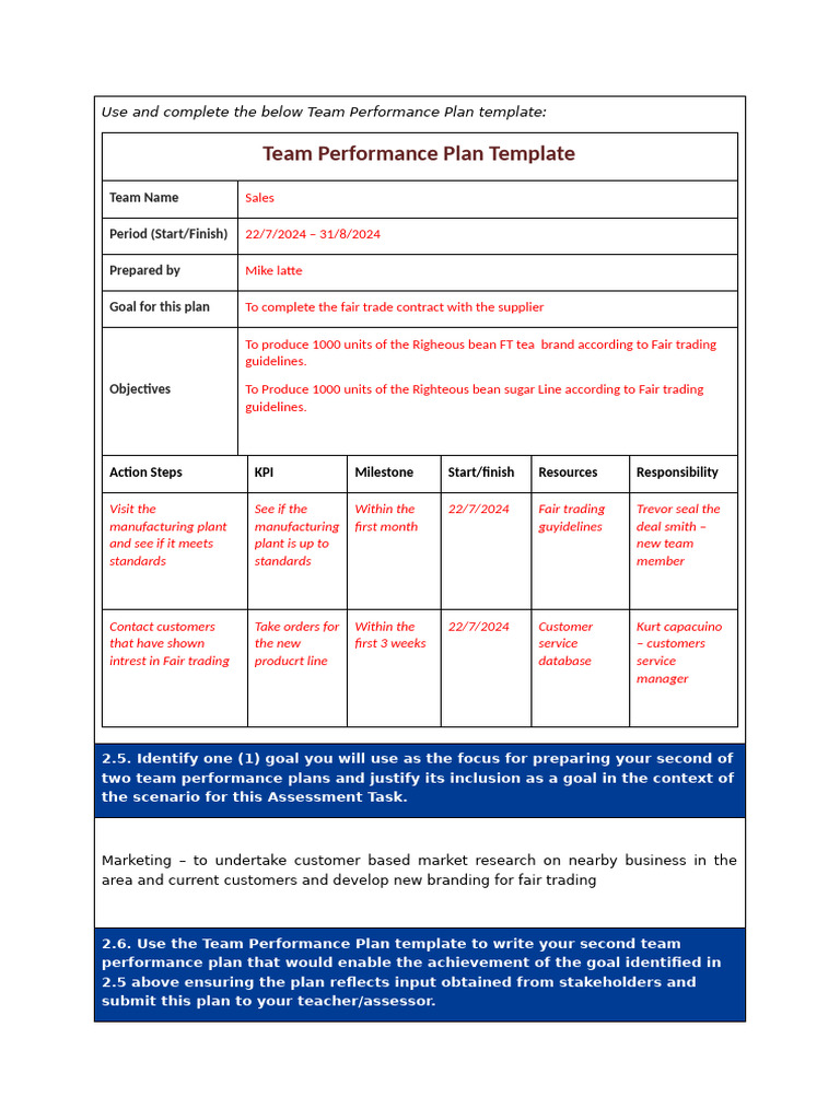 Team Performance Plans - v1 - 25.7.24 | PDF | Economies | Business