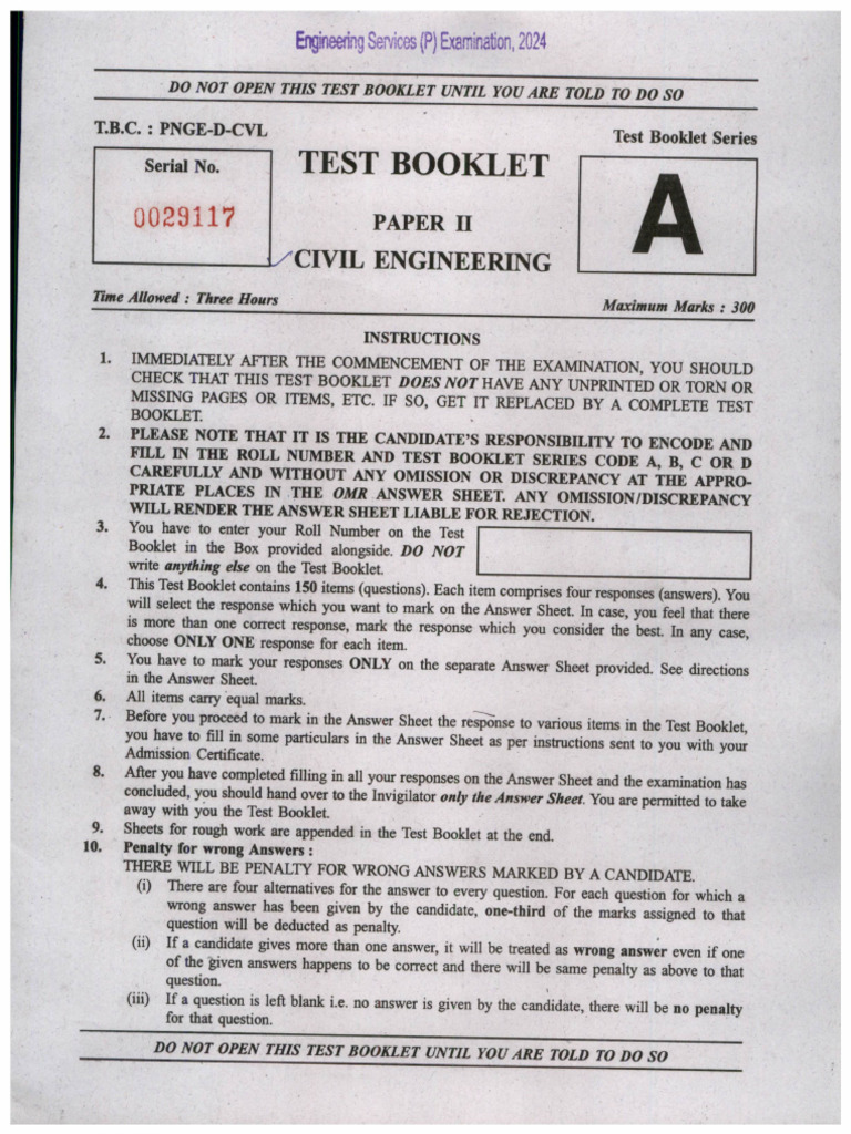 QP Enggservcprelexam 24 Civil Engineering 190224 1 20 | PDF