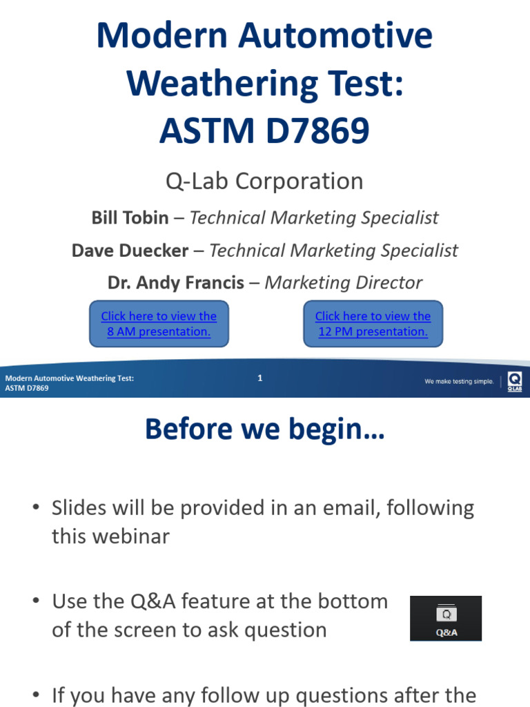 Modern Automotive Weathering: ASTM D7869 | PDF | Weathering | Weather