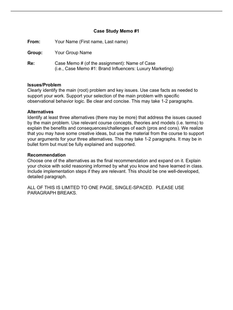 Case Study Memo Template PDF | PDF | Logic