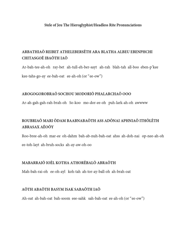 Headless Rite Pronunciations | PDF
