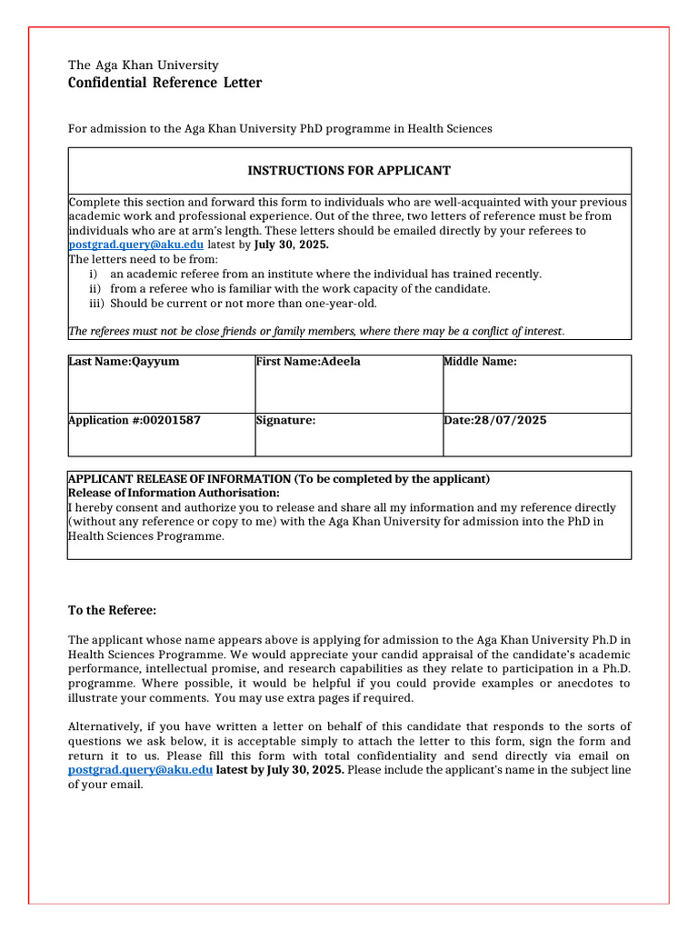 Reference Letter PHD HS+ | PDF | Doctor Of Philosophy