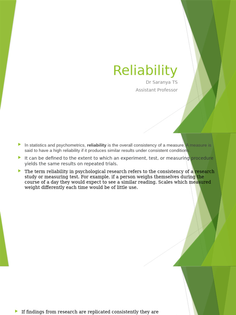 Reliability Psychometrics | PDF | Scientific Method | Evaluation