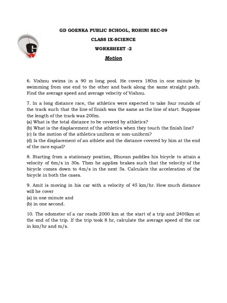 IX_Worksheet2_Motion | PDF