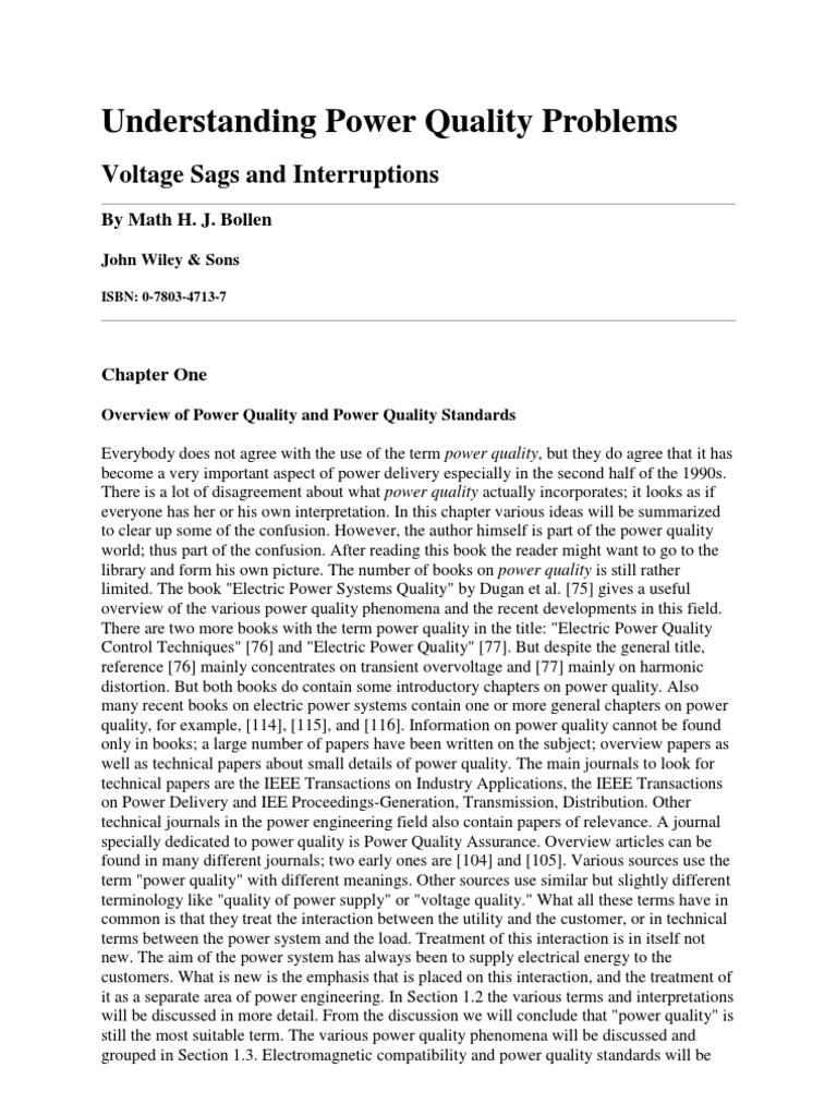 Power Quality: Sags and Interruptions | PDF | Electric Power ...