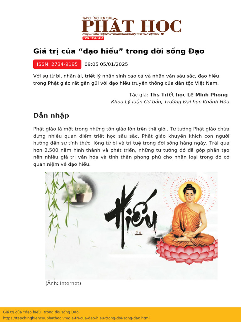 Gia Tri Cua Dao Hieu Trong Doi Song Dao | PDF