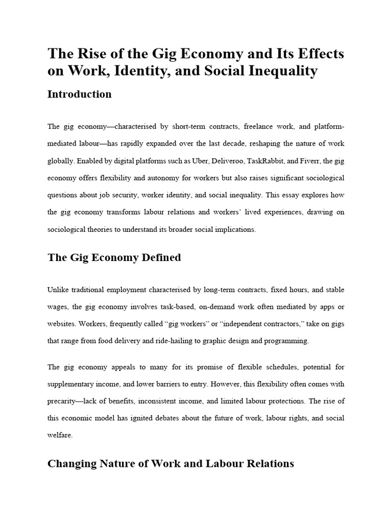 The Gig Economy | PDF | Labour Economics | Employment