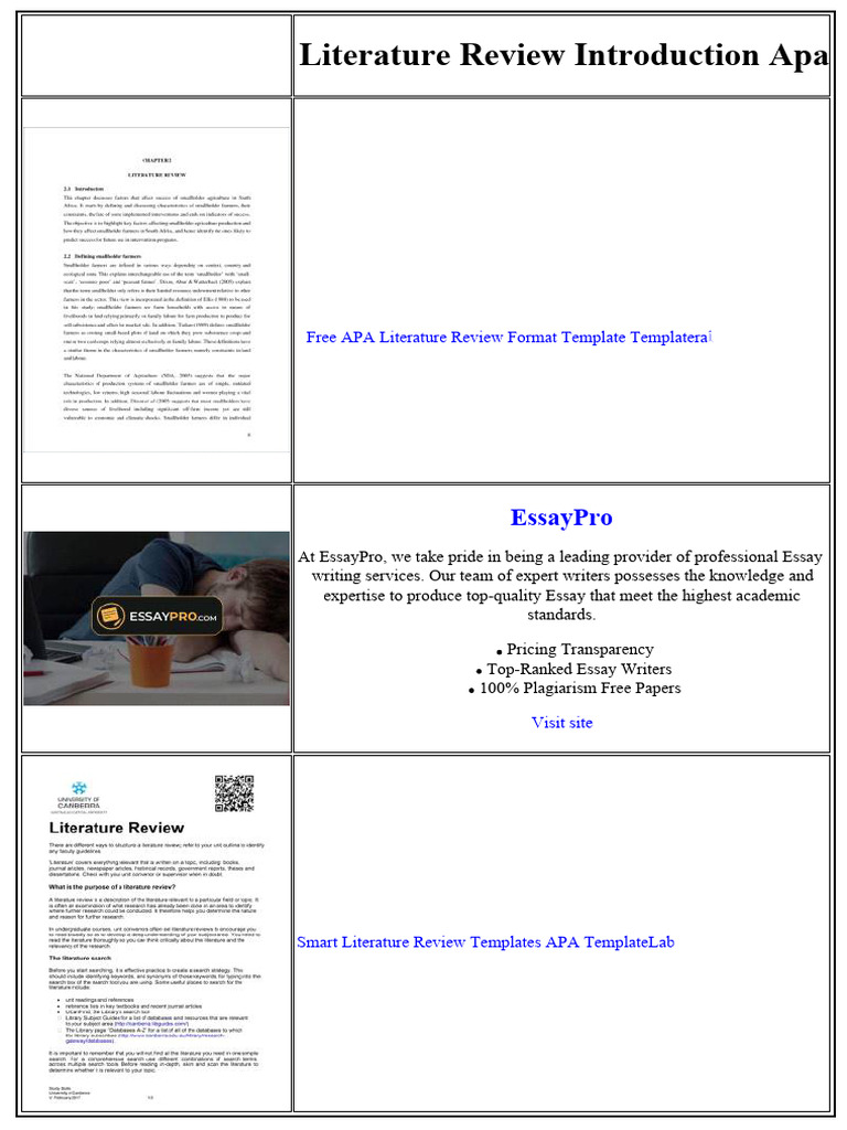 Literature Review Introduction Apa | PDF | Apa Style | Essays