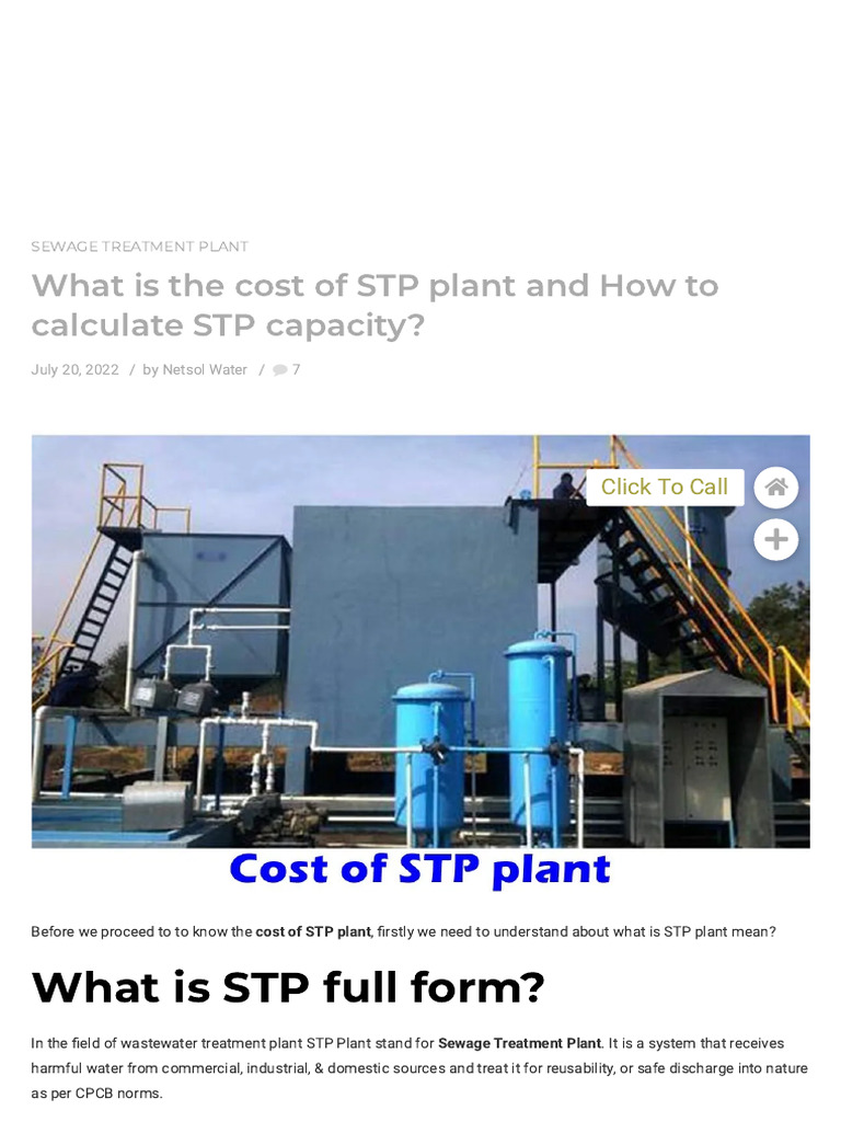 STP Plant Cost and Capacity Overview | PDF | Sewage Treatment | Effluent