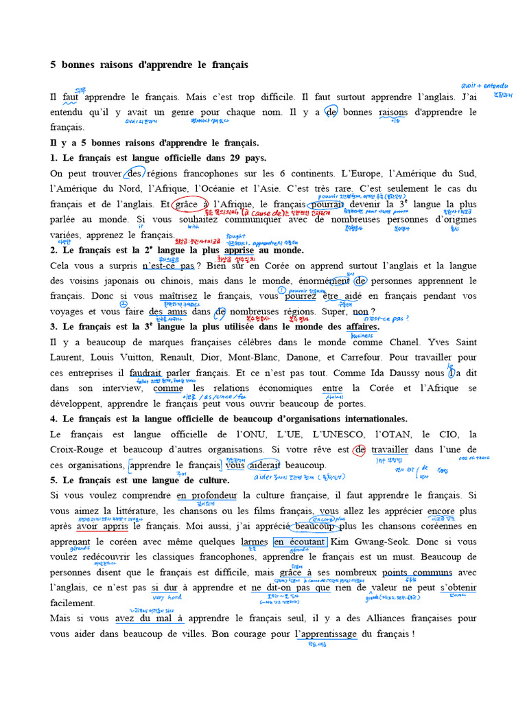 5 raisons d'apprendre le français | PDF | Langue française | Langue ...