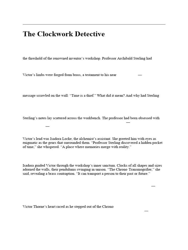 Clockwork Detective: Time's Secrets Unraveled | PDF | Weaving