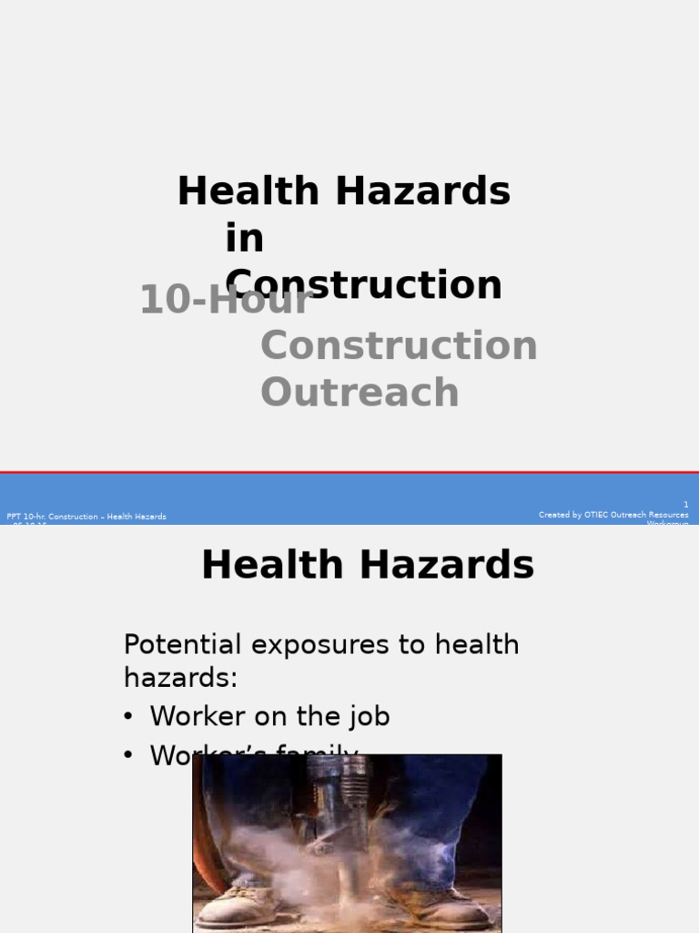 Construction Health Hazards Overview | PDF | Personal Protective ...