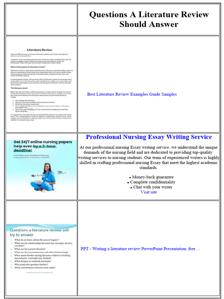 Questions A Literature Review Should Answer | PDF | Thesis | Essays