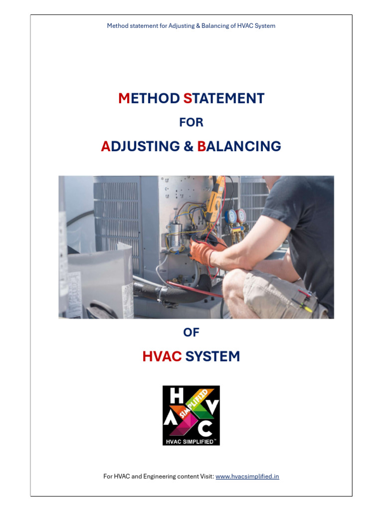 Method Statement for Adjusting Balancing of HVAC System | PDF | Duct ...