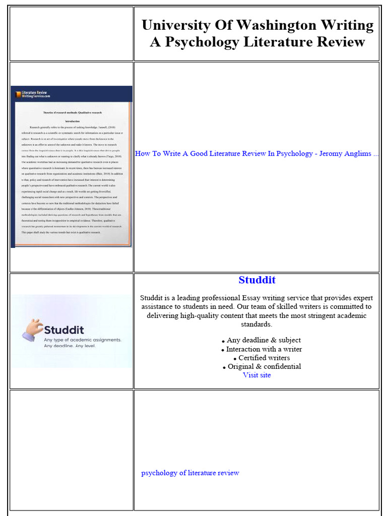 University of Washington Writing A Psychology Literature Review | PDF ...