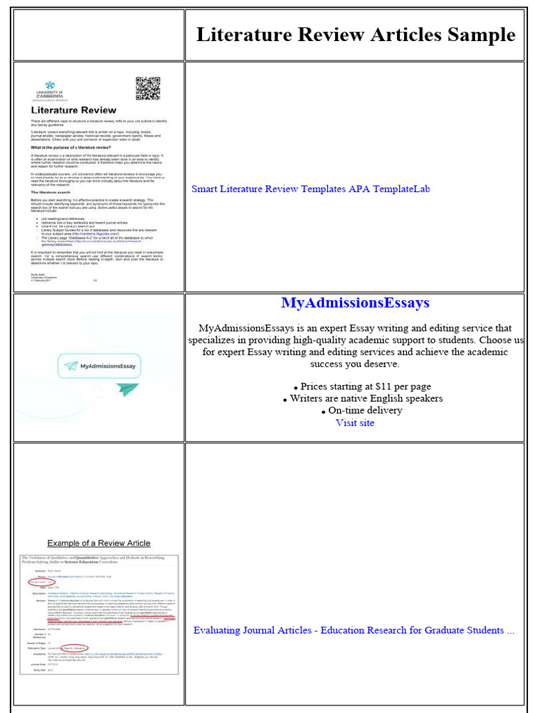 Literature Review Articles Sample | PDF | Essays | Thesis