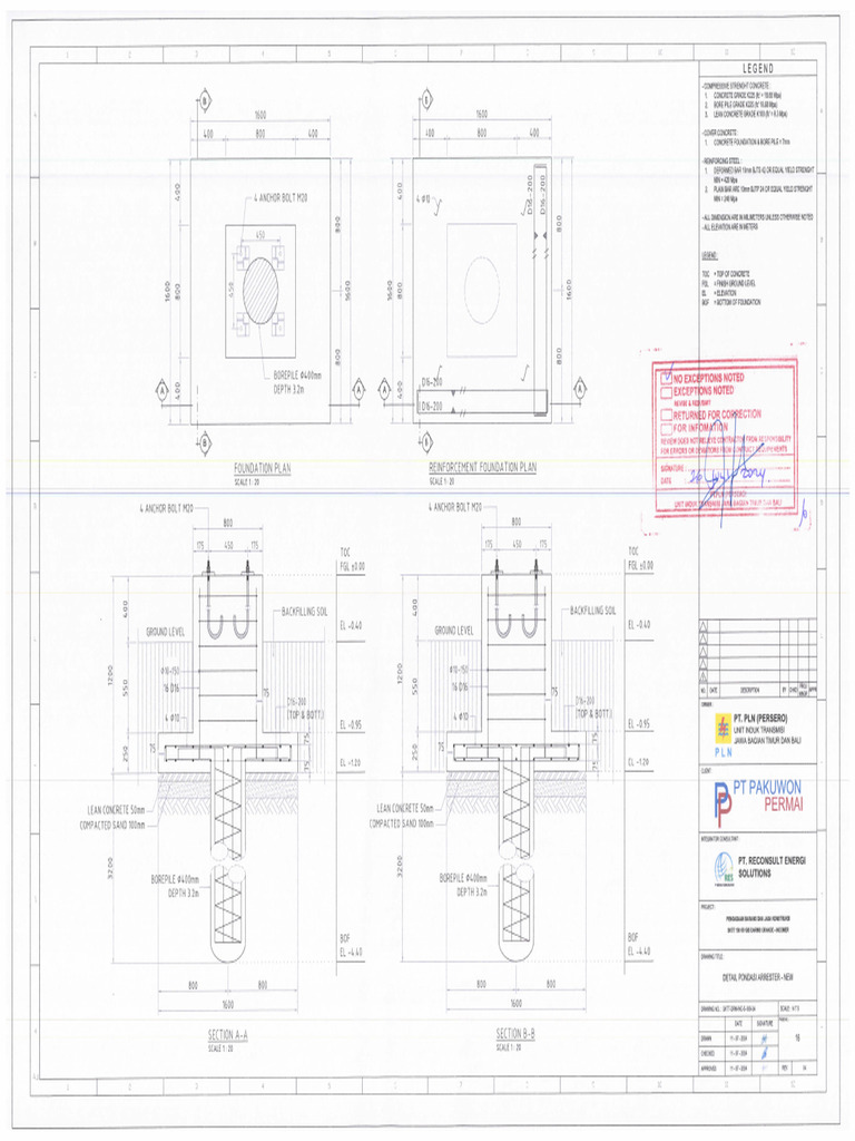 Drawing Detail Pondasi Lightning Arrester Darmo | PDF