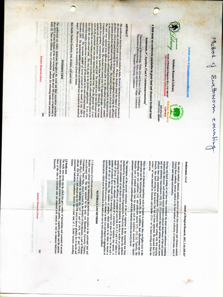 Earthworm Method | PDF
